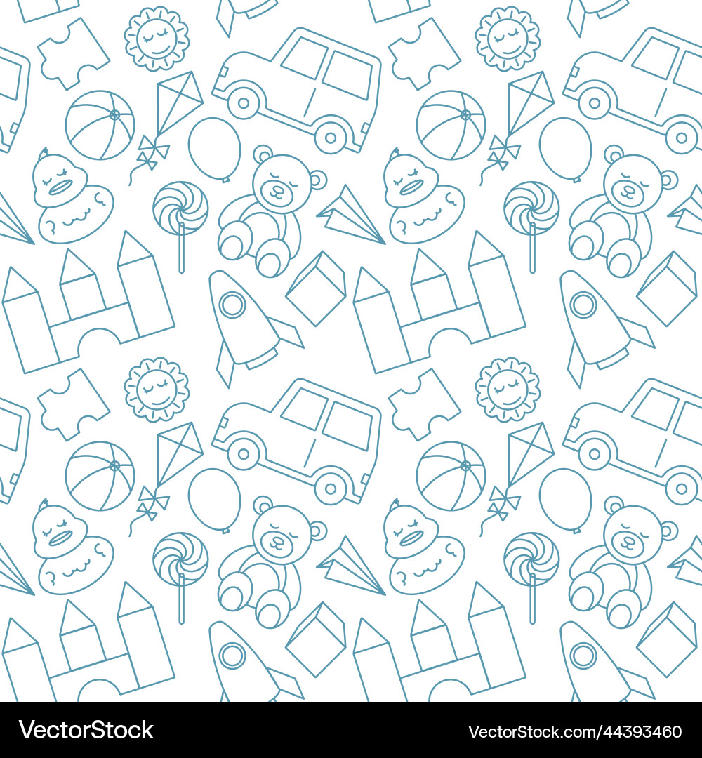 Toy children kid seamless pattern outline Vector Image