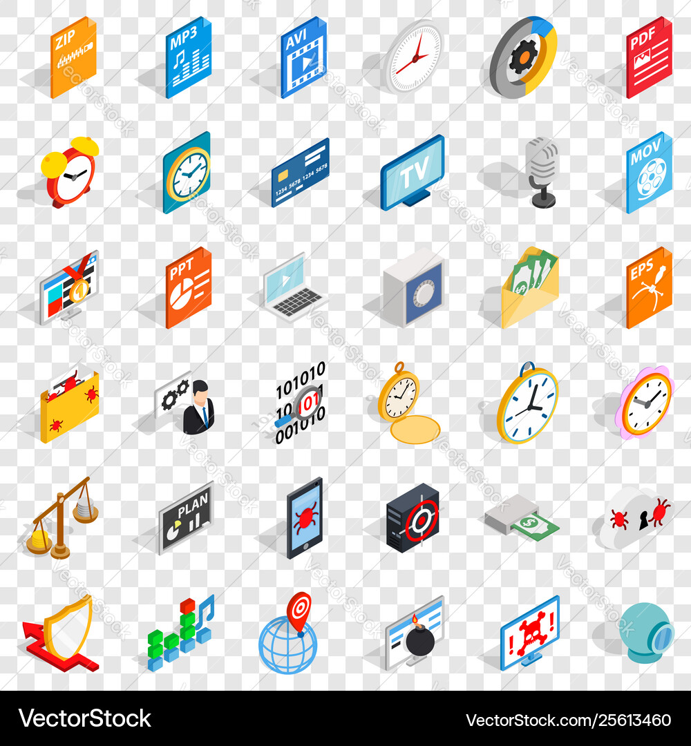 Video icons set isometric style Royalty Free Vector Image