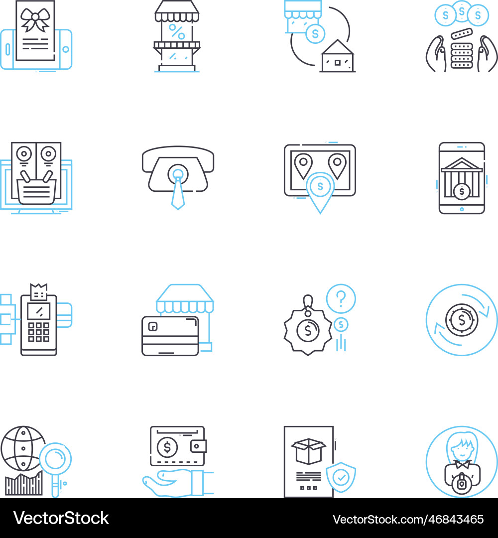 Barter goods linear icons set trading exchange Vector Image