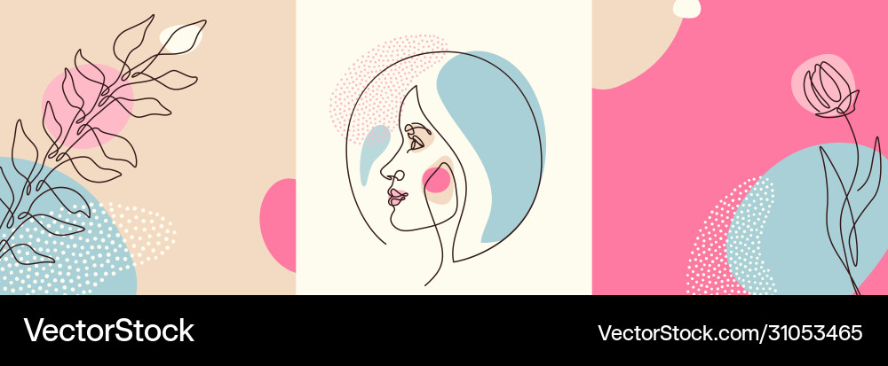 Beauty backgrounds set in minimal line style Vector Image