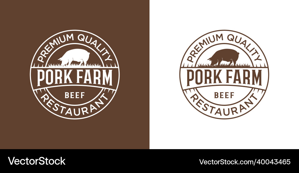 Beef emblem label logo design inspiration premium Vector Image