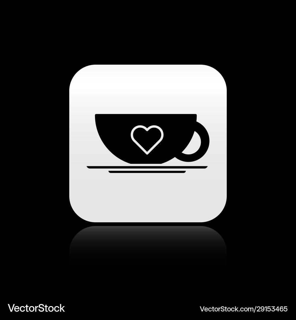 Black coffee cup and heart icon isolated Vector Image
