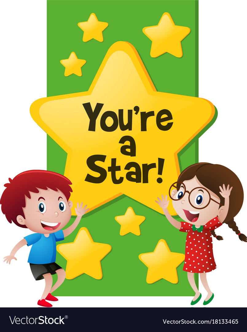 Boy and girl with yellow stars in background Vector Image
