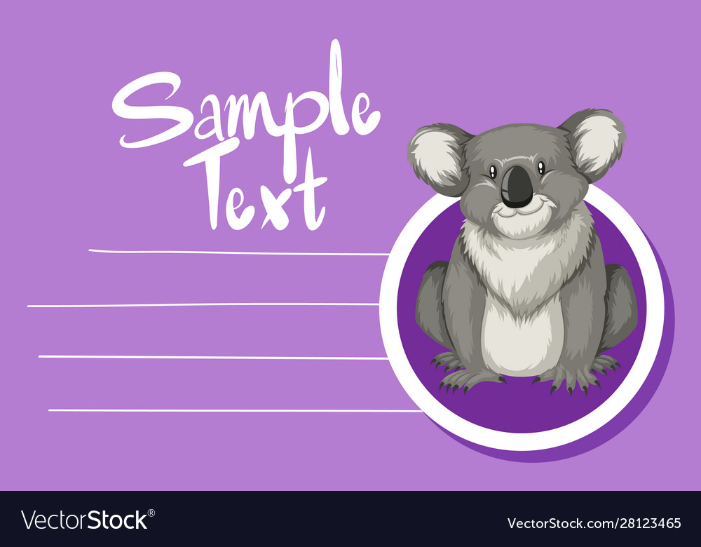 Card template with cute koala Royalty Free Vector Image