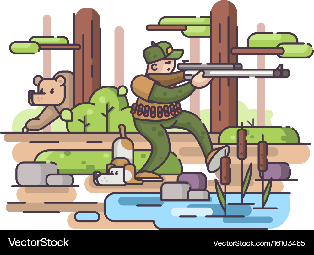 Character of hunter with gun Royalty Free Vector Image