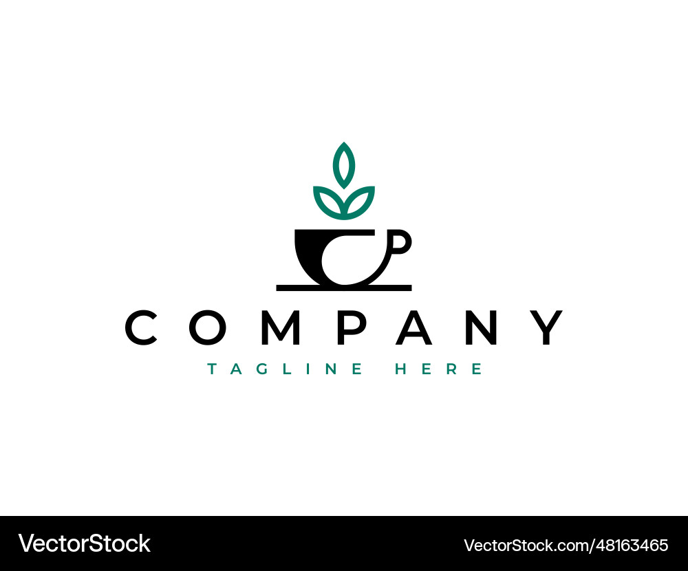 Coffee and tea nature green leaf logo design Vector Image