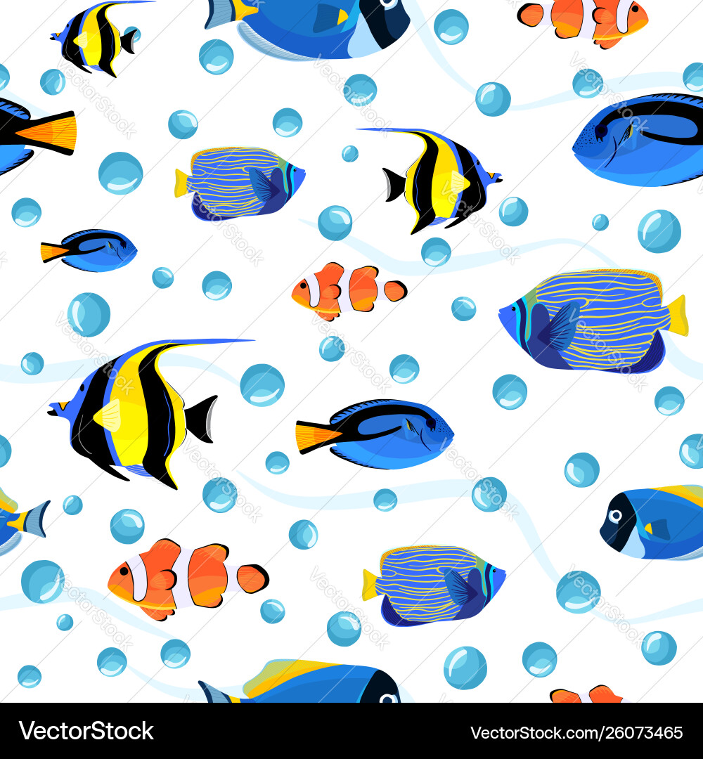 Cute children underwater background undersea fish Vector Image
