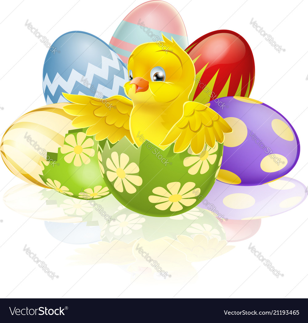 Easter chick in egg Royalty Free Vector Image - VectorStock