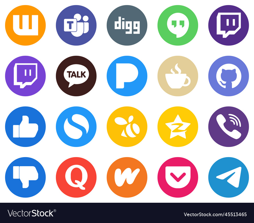Flat circle white icon pack tencent swarm Vector Image Flat circle white icon pack tencent swarm Vector Image