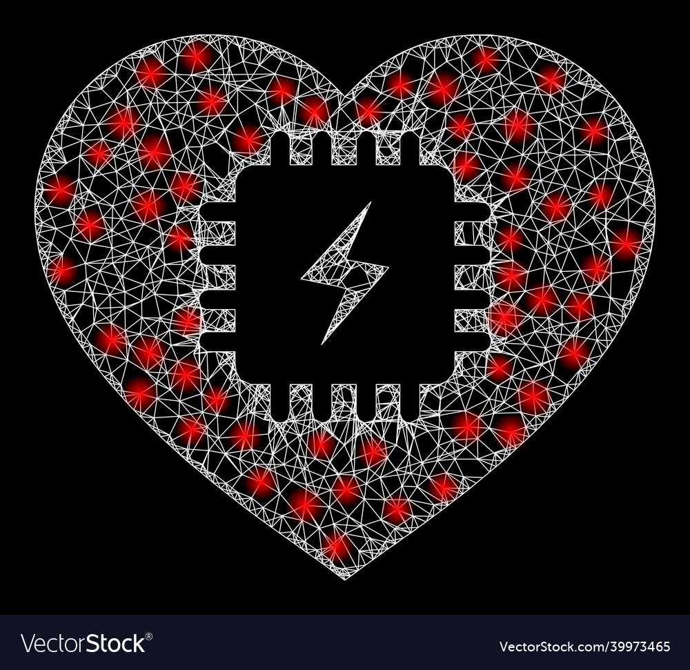 Glossy net mesh heart pacemaker with light spots Vector Image Glossy net mesh heart pacemaker with light spots Vector Image