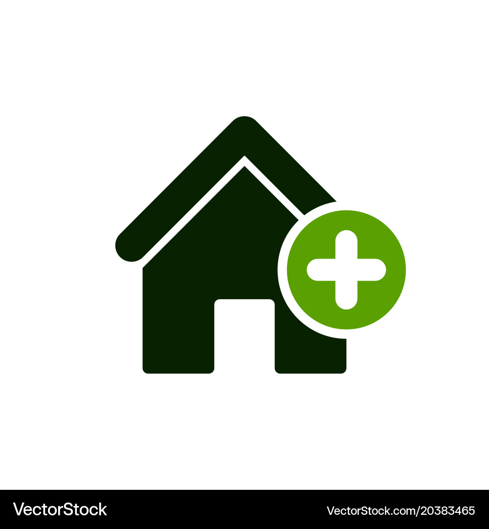 House icon with add sign Royalty Free Vector Image