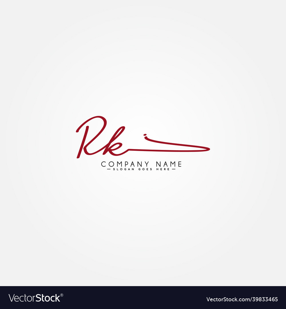 Initial letter rk logo handwritten signature Vector Image Initial letter rk logo handwritten signature Vector Image
