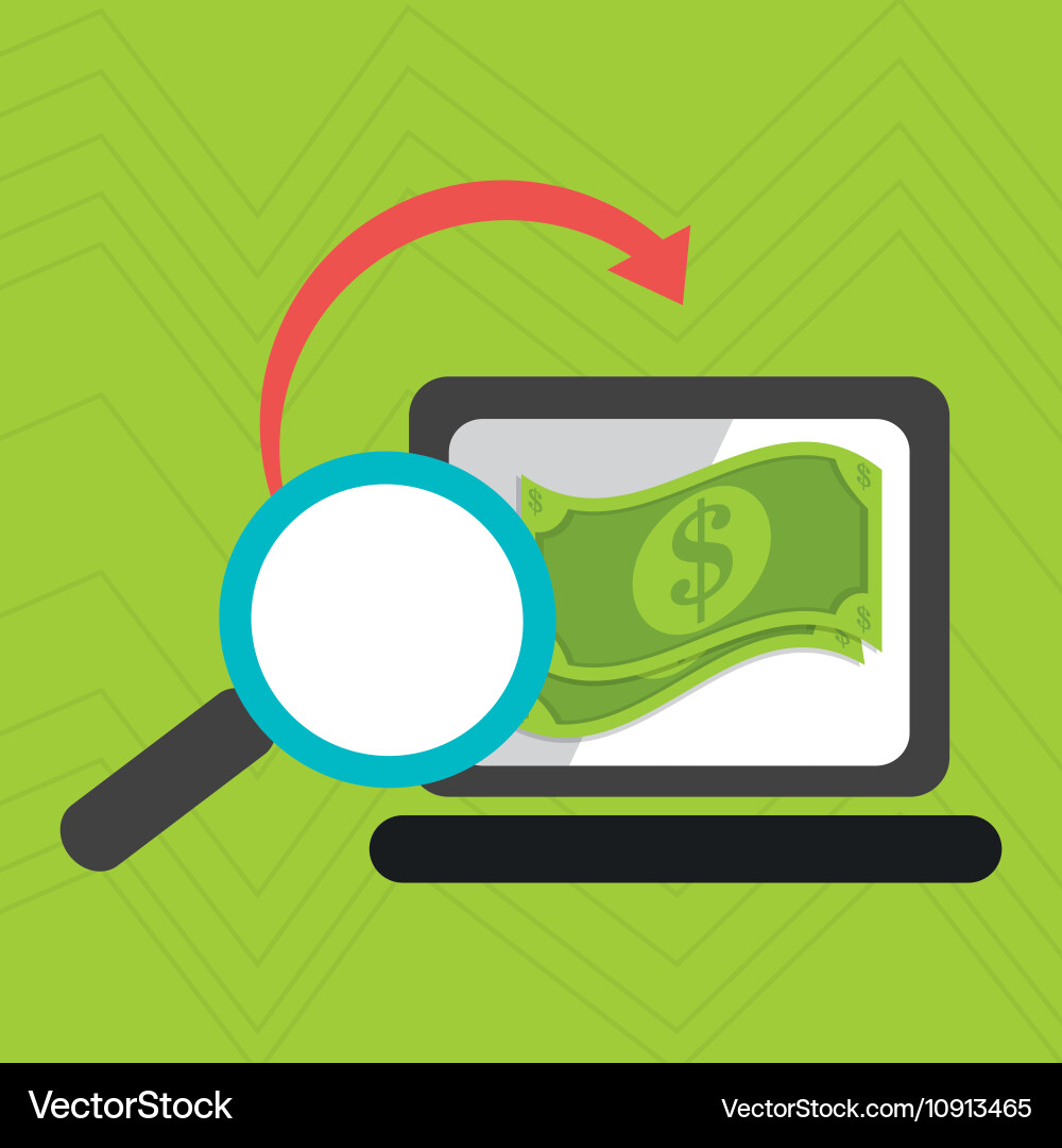 Laptop search global money Royalty Free Vector Image