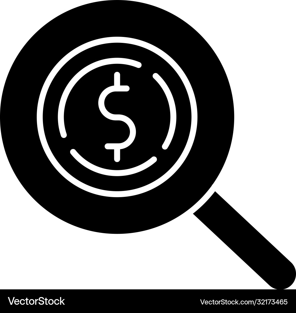 Look for money black glyph icon Royalty Free Vector Image