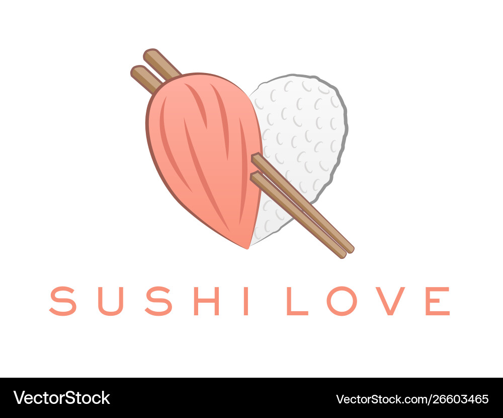 Sushi love logo and text for designs Royalty Free Vector