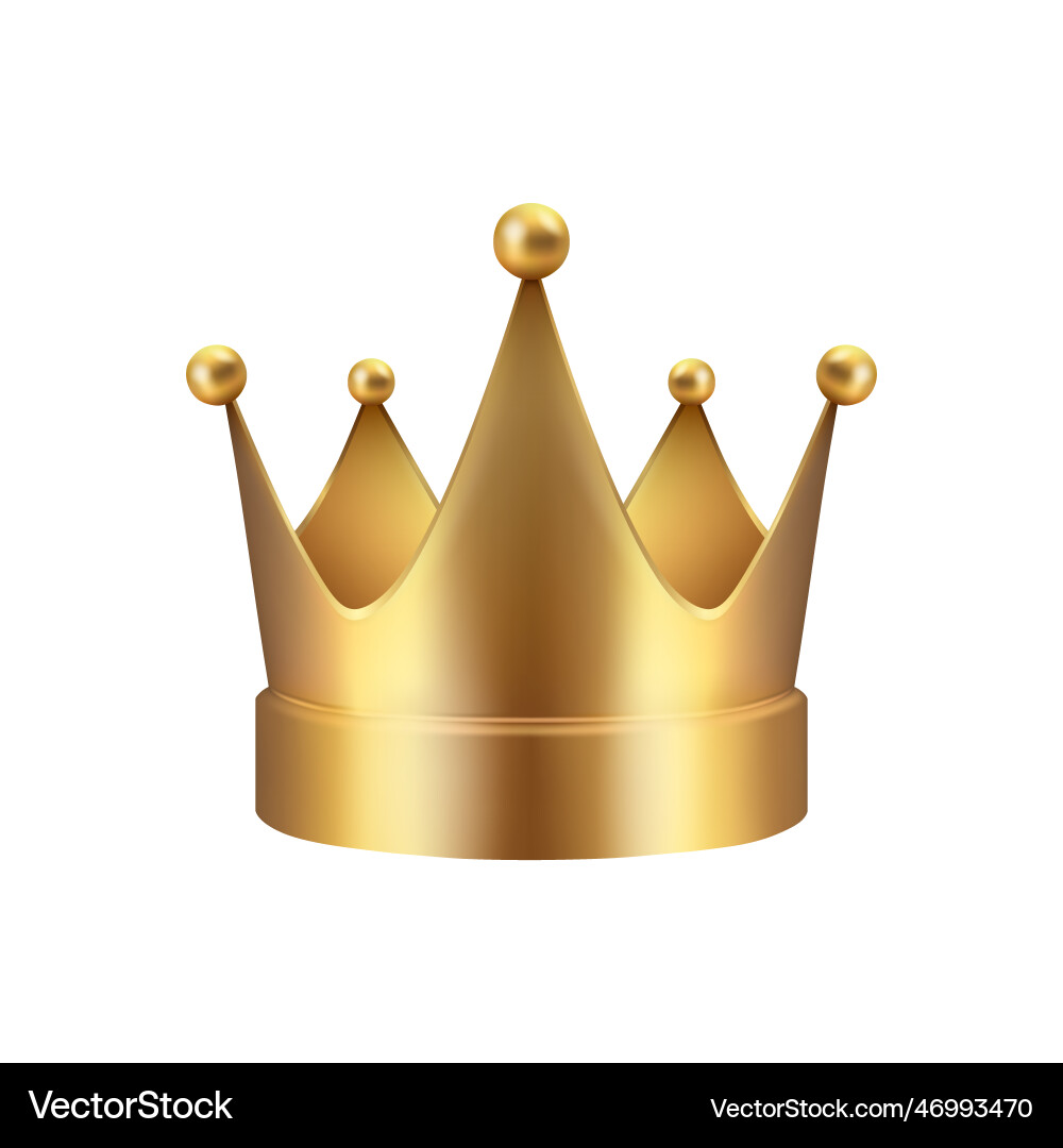 3d realistic golden crown icon closeup Royalty Free Vector