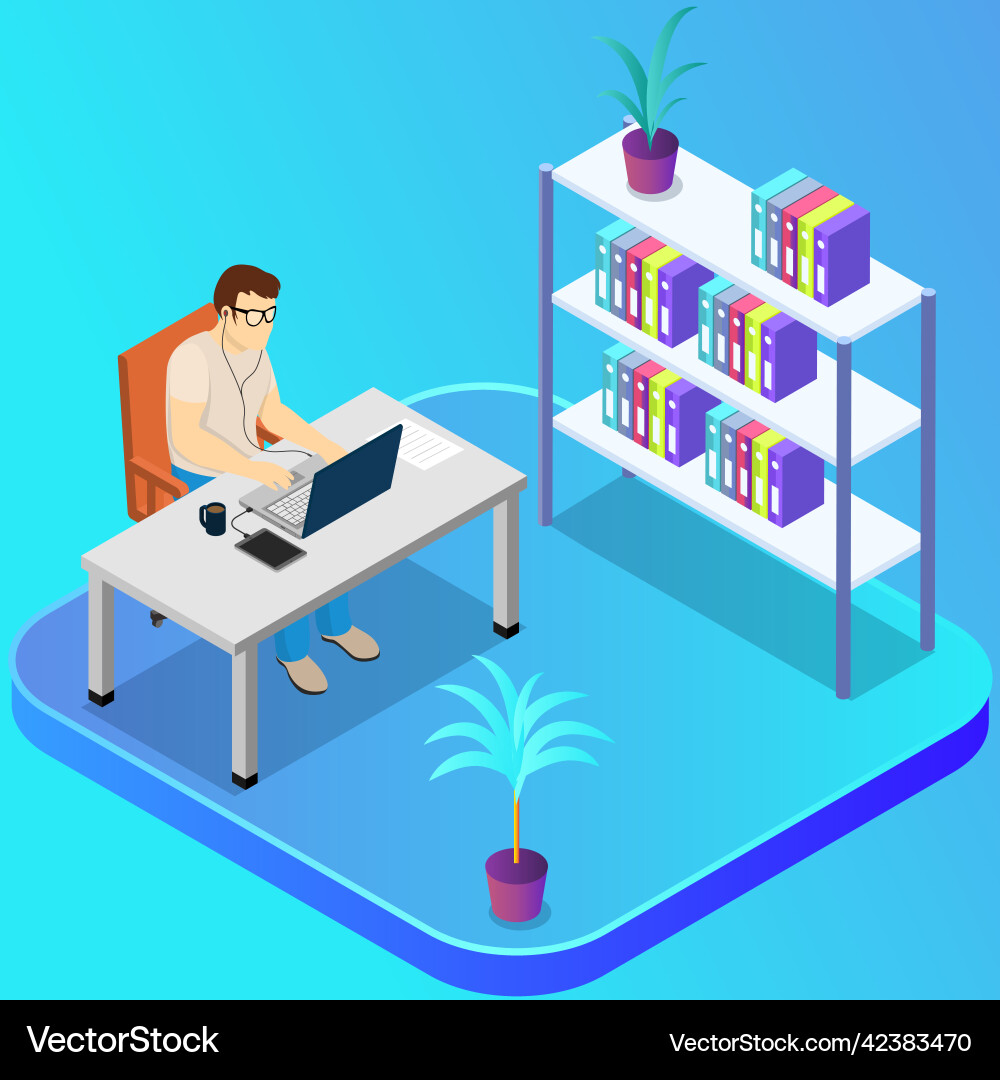 Business employees on their workspace co-worker Vector Image
