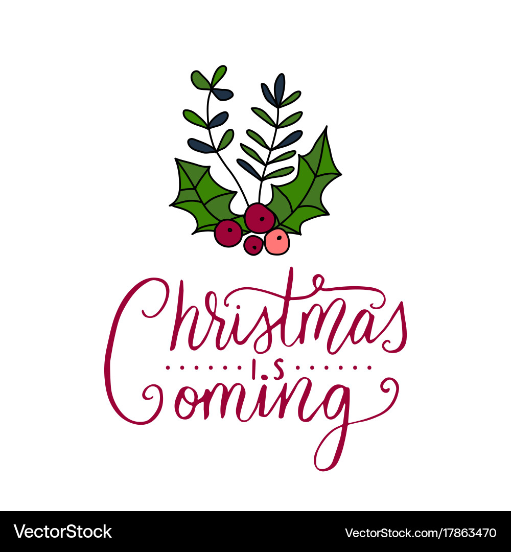 Christmas card with hand lettering Royalty Free Vector Image