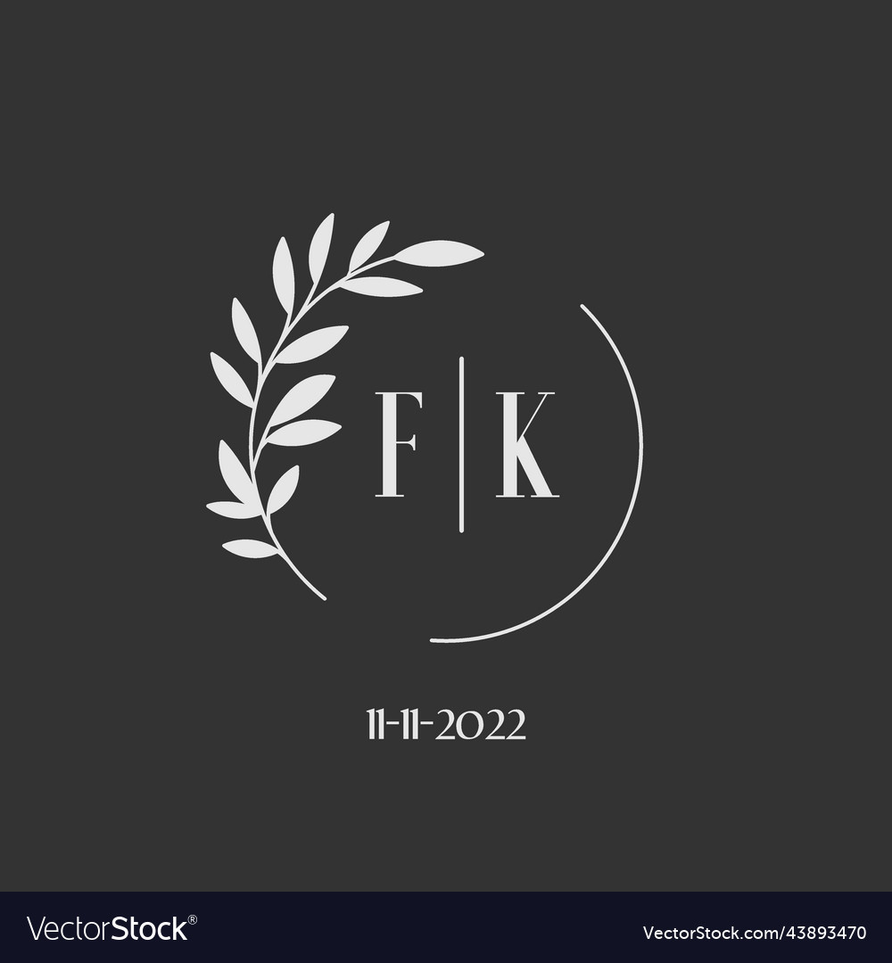 Initial letter fk wedding monogram logo design Vector Image Initial letter fk wedding monogram logo design Vector Image