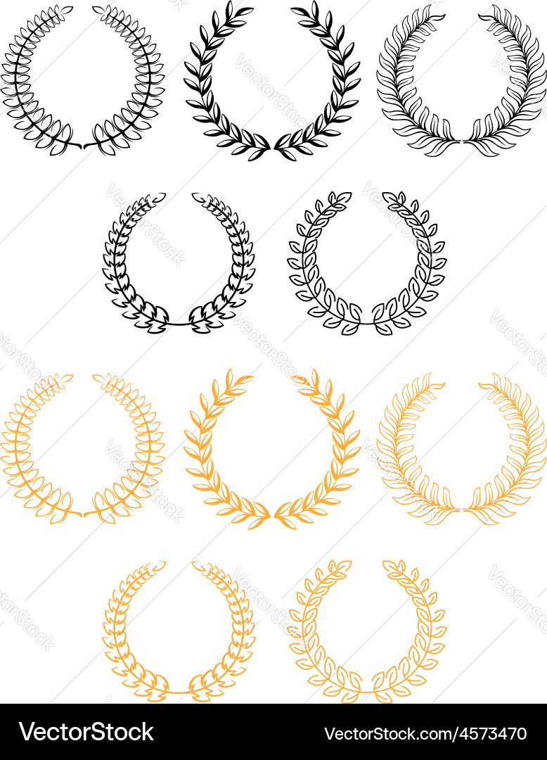 Laurel wreaths in two color variants Royalty Free Vector