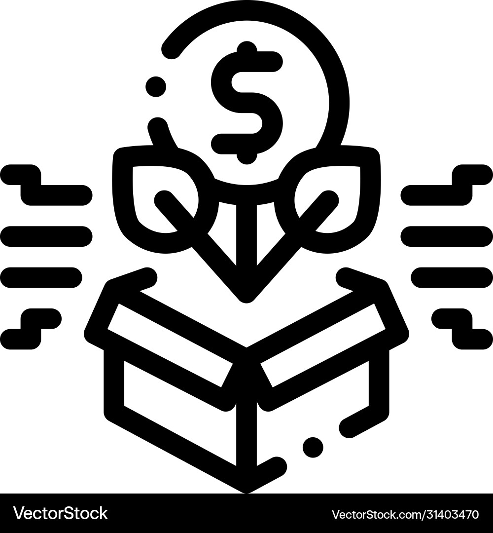 Money tree growing icon outline Royalty Free Vector Image