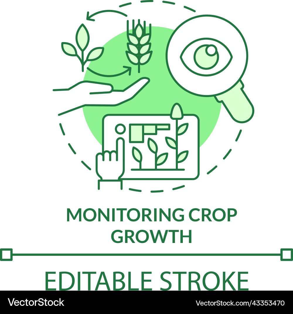 Monitoring crop growth green concept icon Vector Image