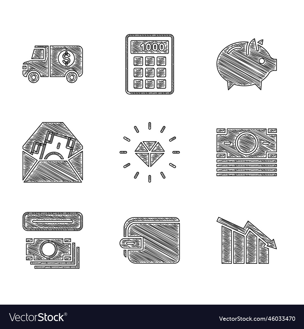 Set diamond wallet financial growth decrease Vector Image