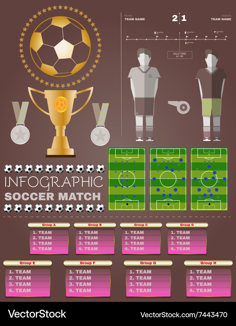 Soccer game statistics and strategies Royalty Free Vector