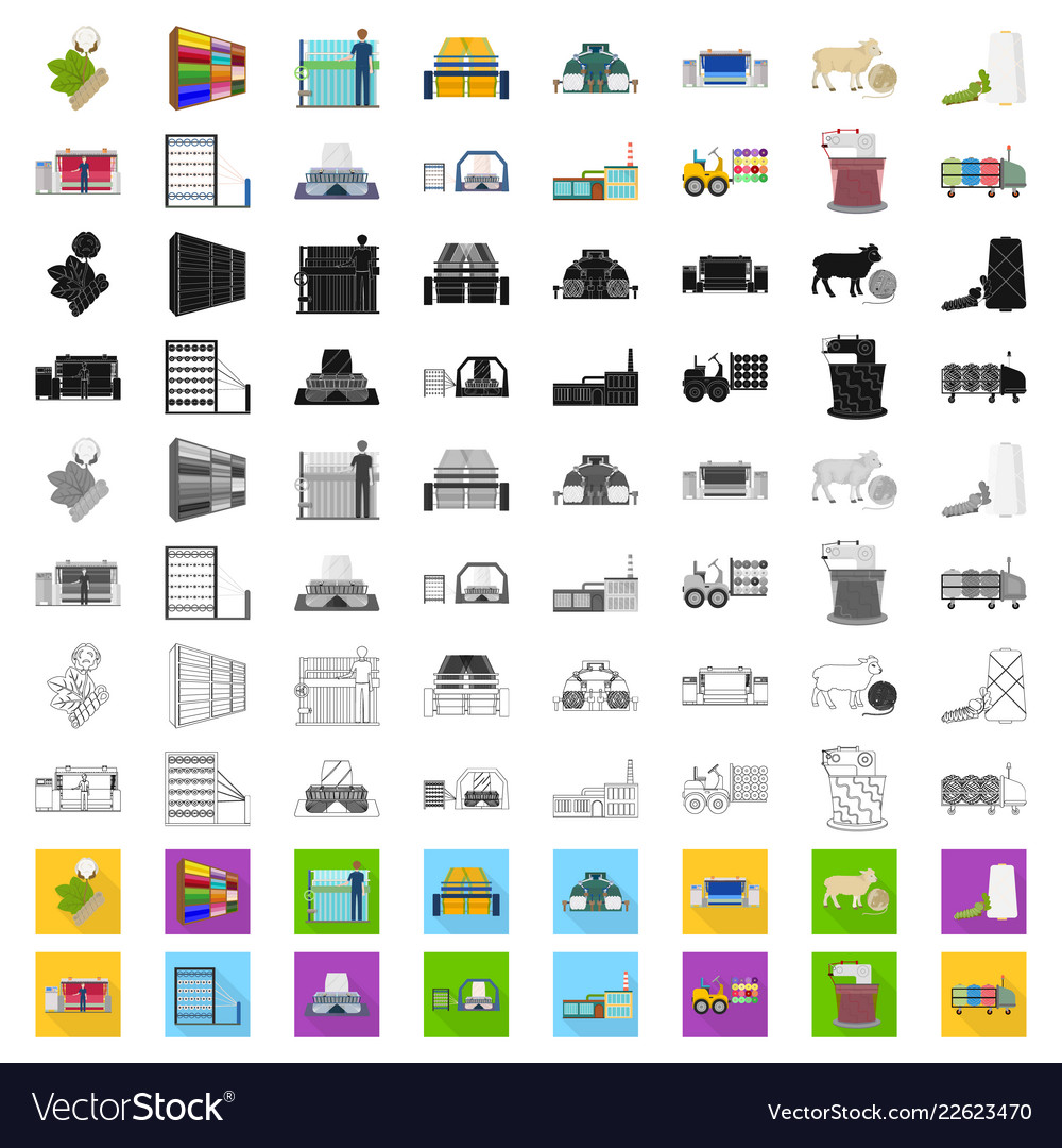 Textile Industry Cartoon Icons In Set Collection Vector Image