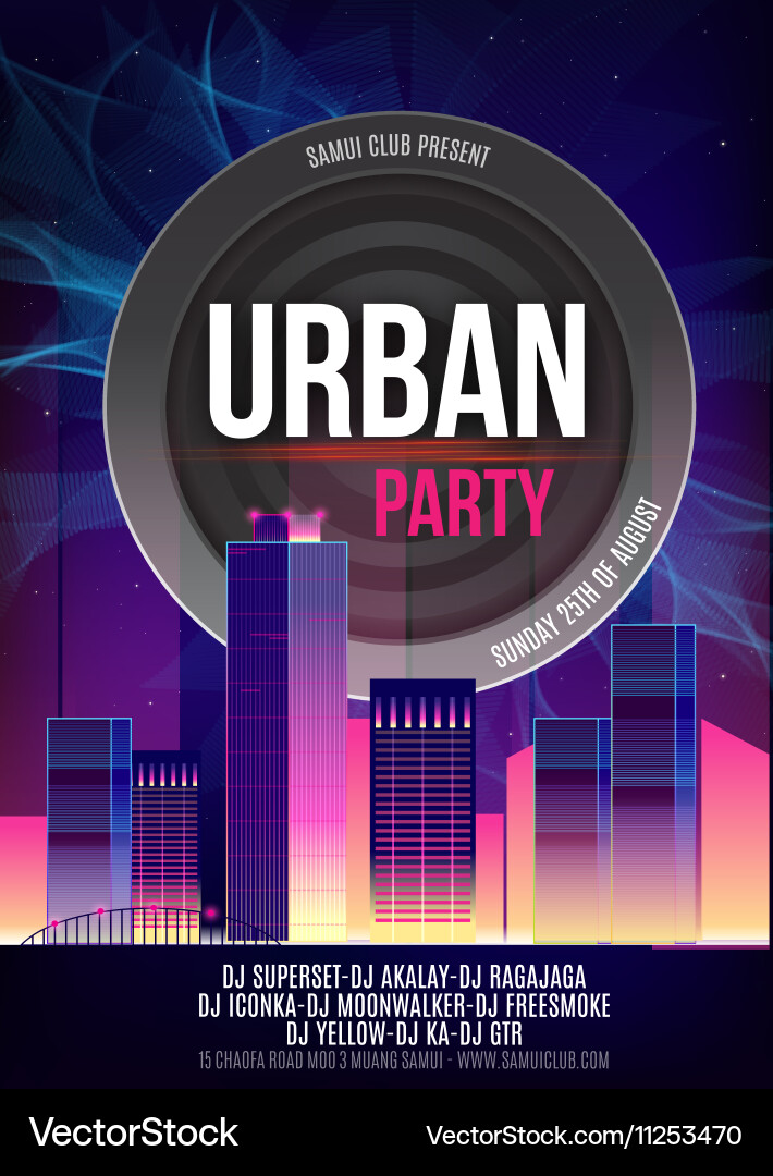 Urban dance party poster background template Vector Image