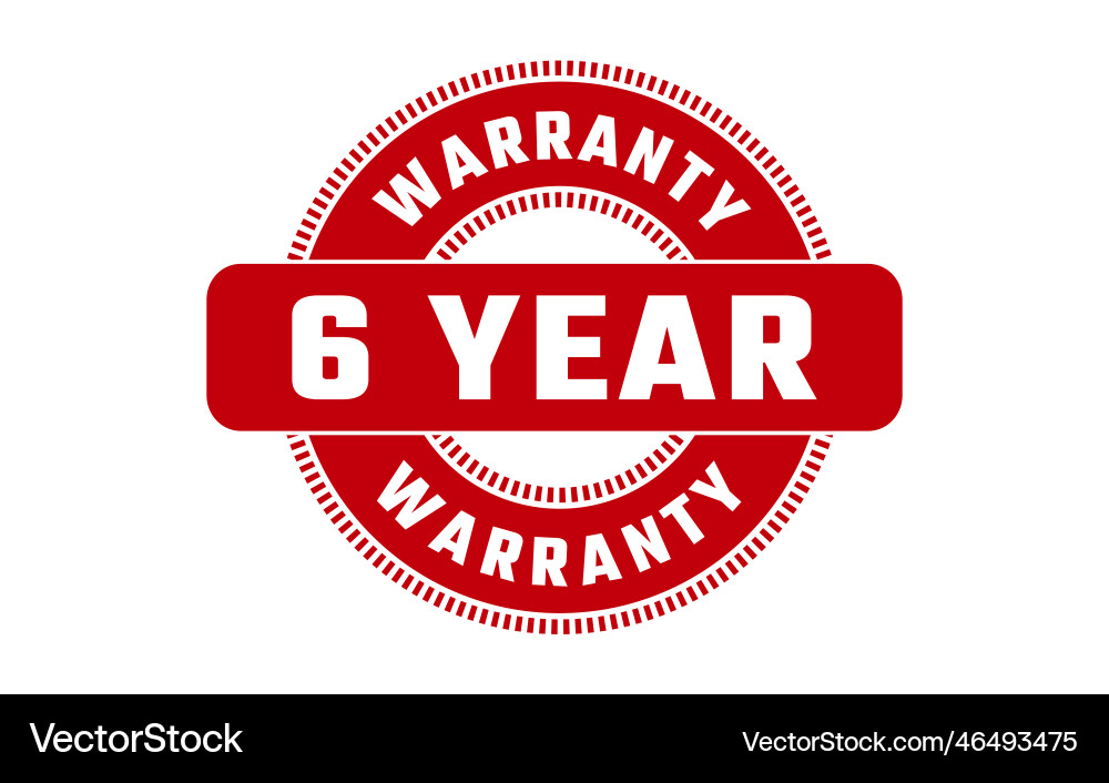 6 year warranty rubber stamp Royalty Free Vector Image