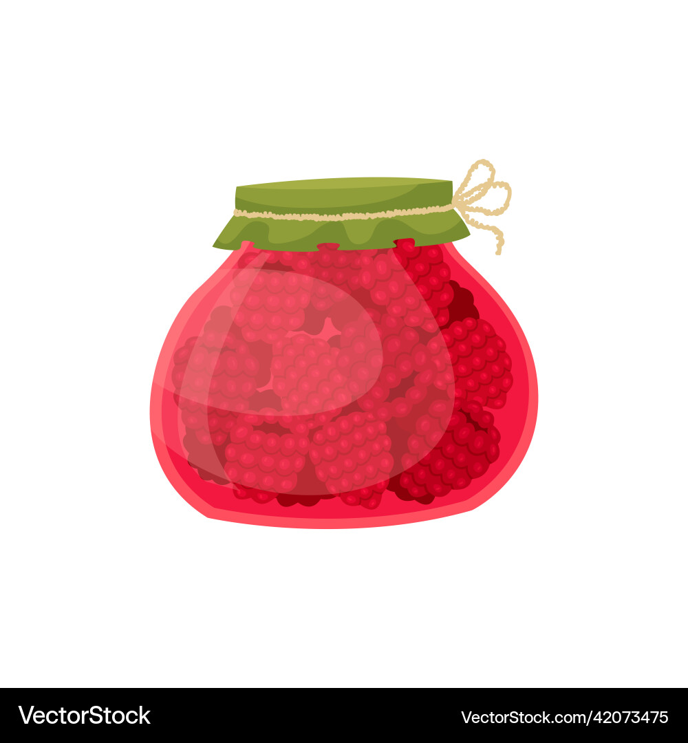 A jar of raspberry jam preparations for the winter
