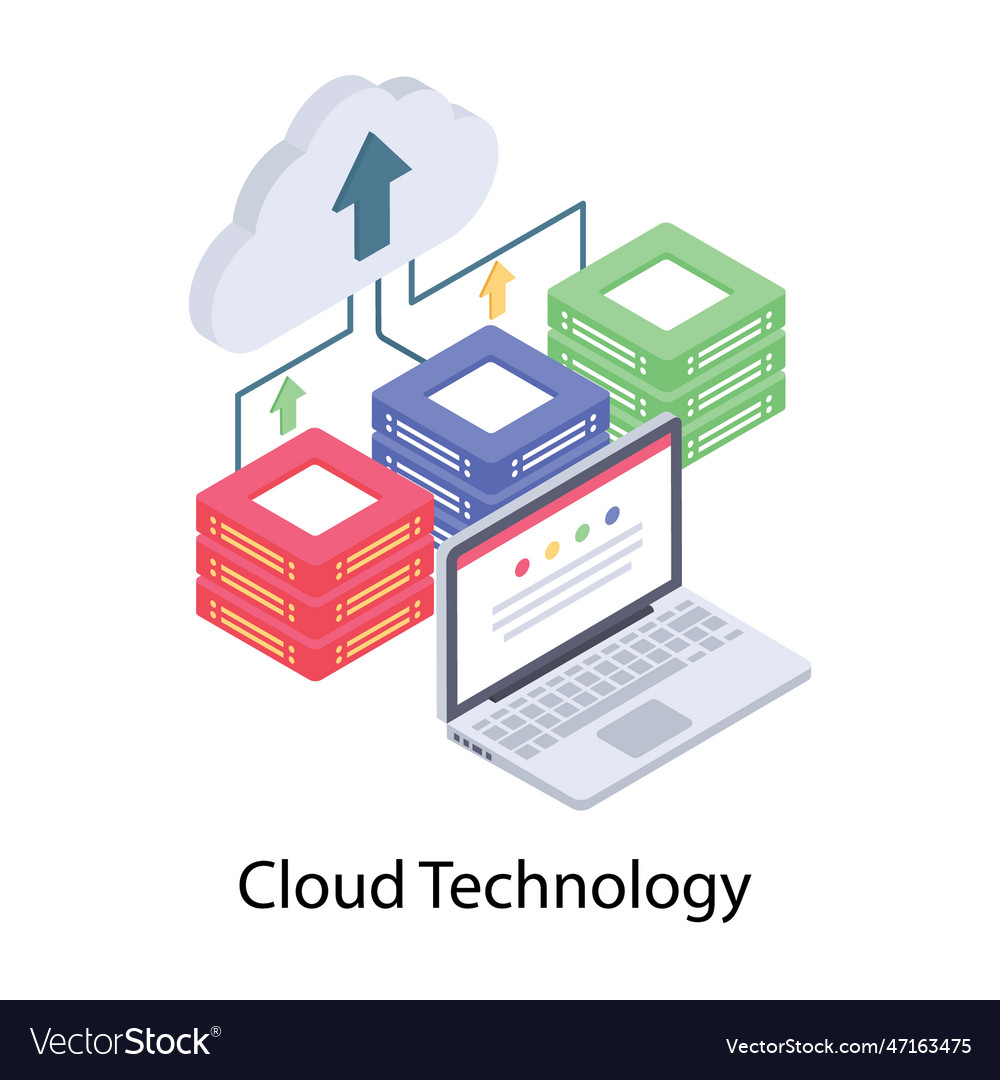 Cloud data upload isometric icon Royalty Free Vector Image