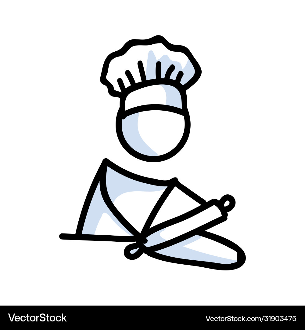 Cute stick figure chef baker making cookies Vector Image