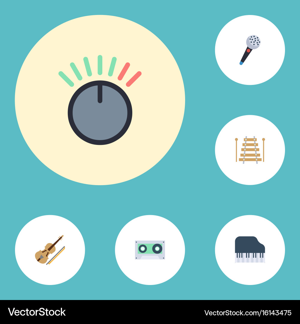 Flat icons fiddle octave keyboard musical Vector Image