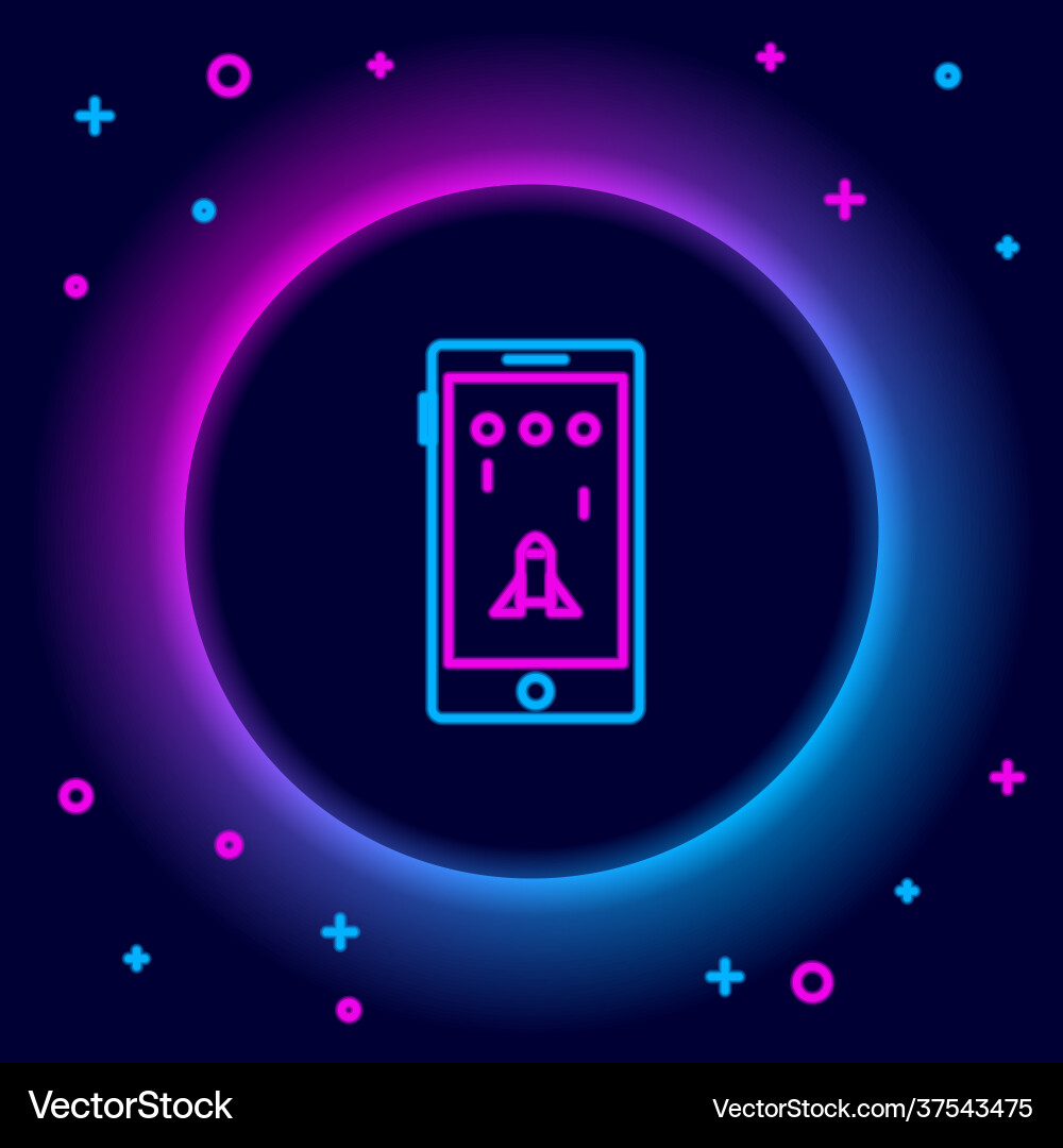 Glowing neon line smartphone and playing in game Vector Image
