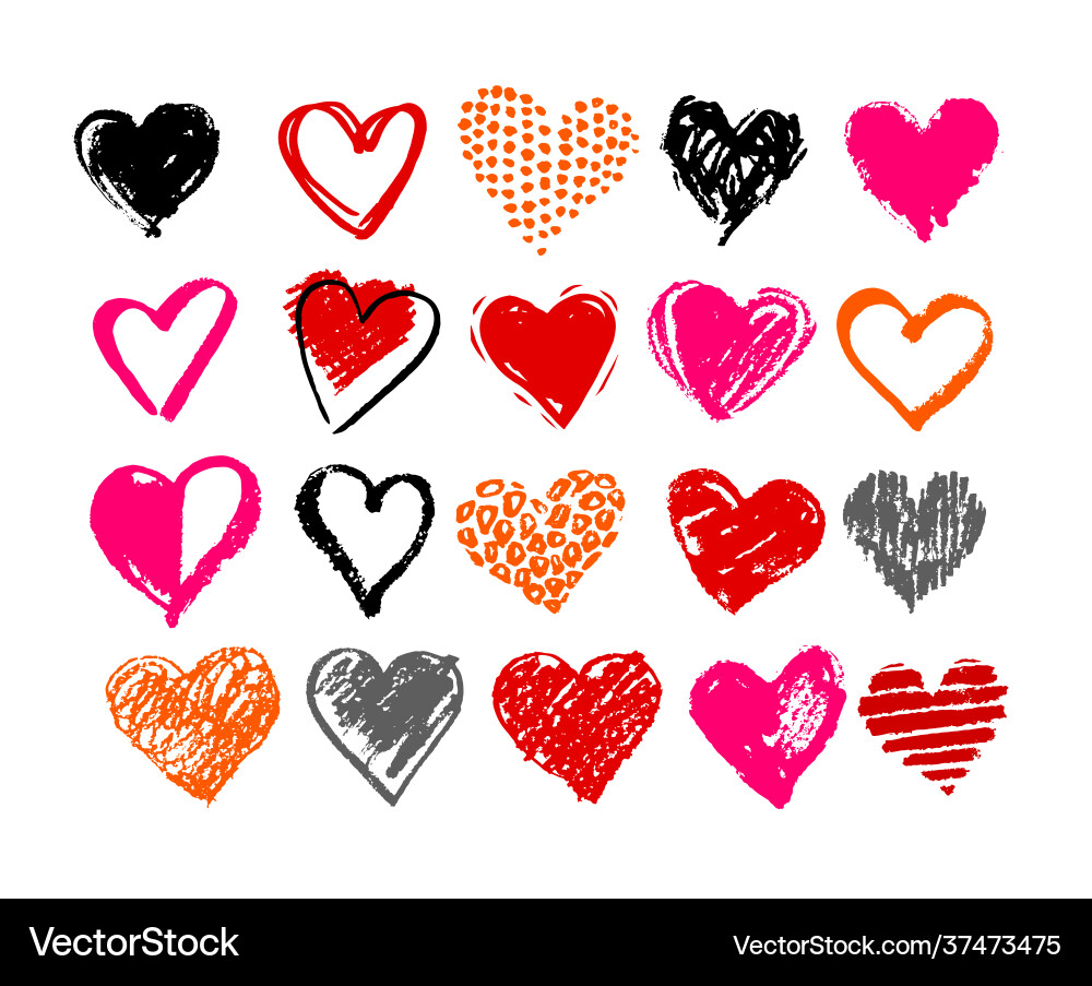Hand drawn valentine hearts Royalty Free Vector Image