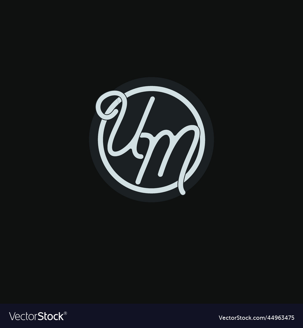 Initials um logo monogram with simple circle line Vector Image