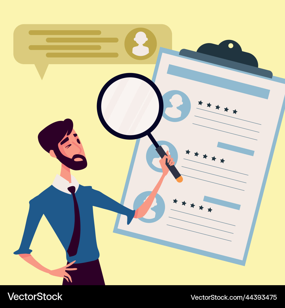 Man searching employee recruit Royalty Free Vector Image