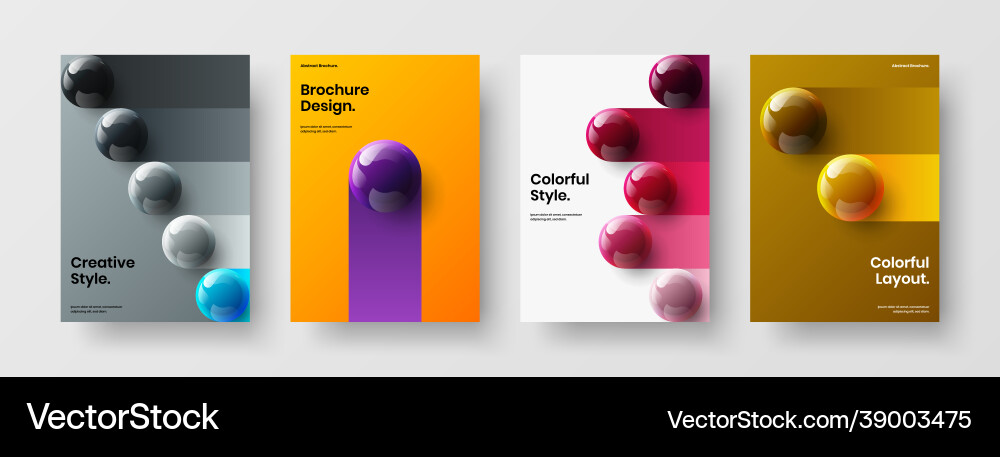Multicolored 3d spheres magazine cover concept Vector Image