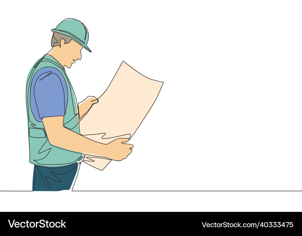 One single line drawing of young handsome Vector Image