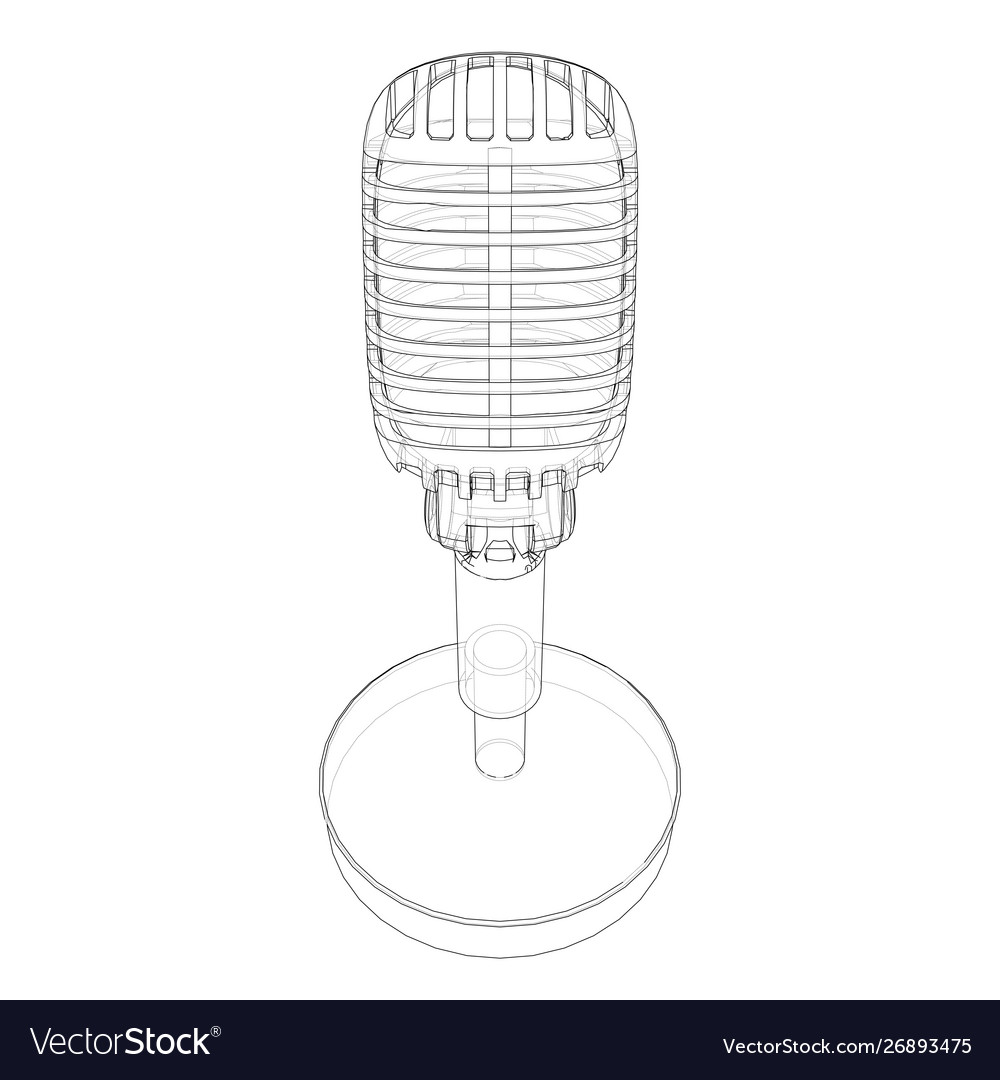 Outline vintage microphone Royalty Free Vector Image