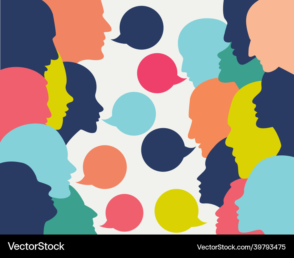 People profile heads in dialogue background Vector Image