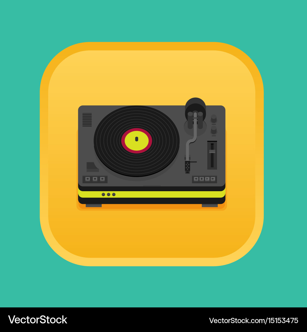 Player for vinyl record music flat Royalty Free Vector Image