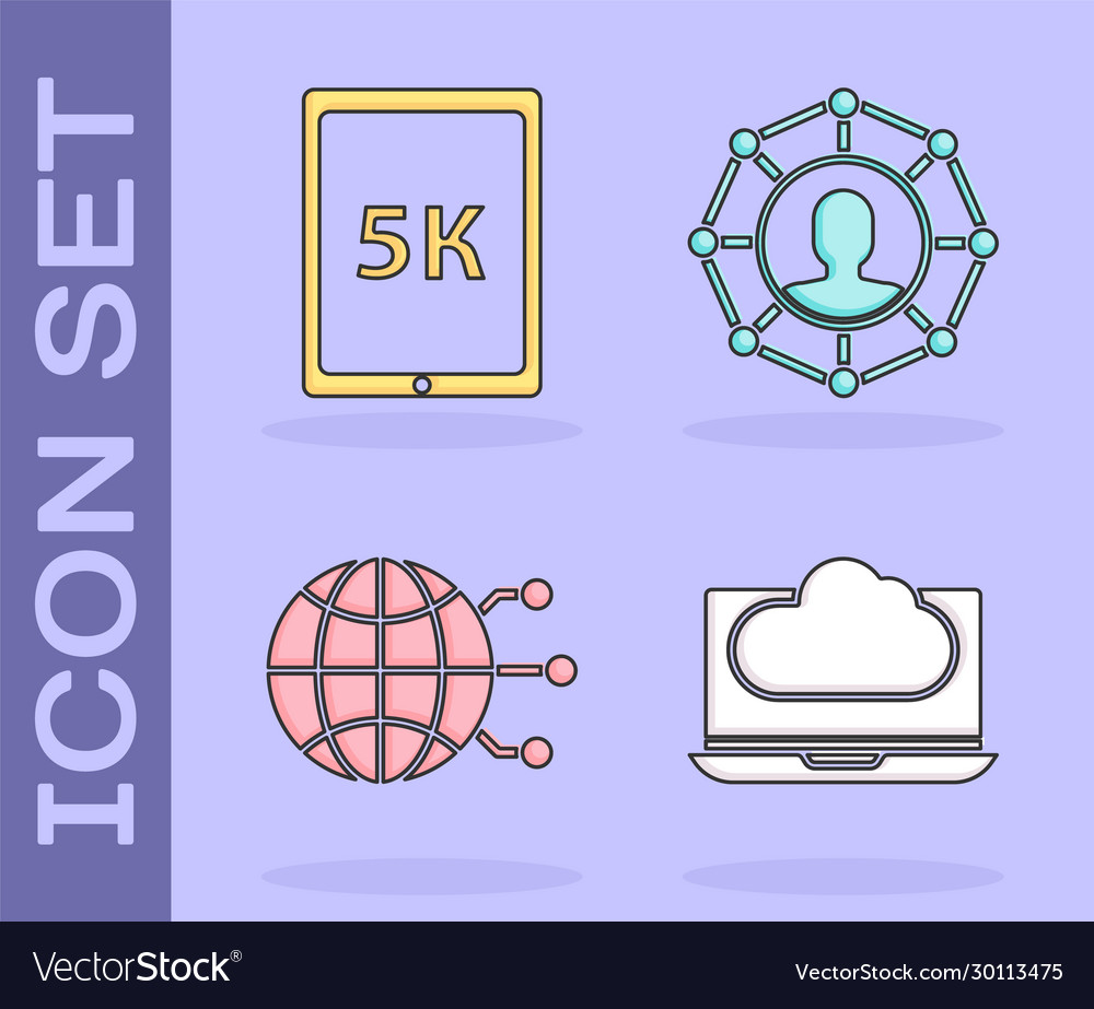 Set cloud technology data transfer and storage Vector Image
