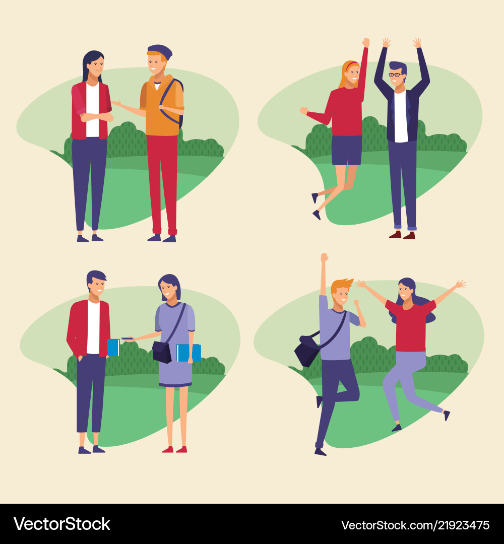Set of people at park Royalty Free Vector Image