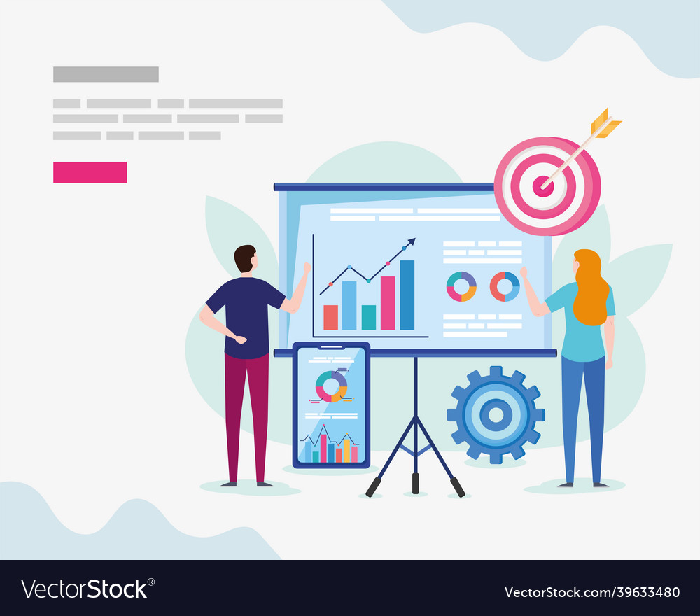 Analytics data with paperboard Royalty Free Vector Image