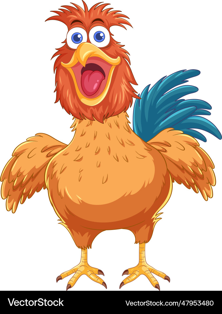 Brown happy chicken cartoon Royalty Free Vector Image