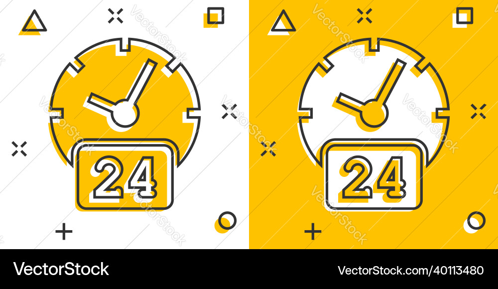 Clock 247 icon in comic style watch cartoon Vector Image