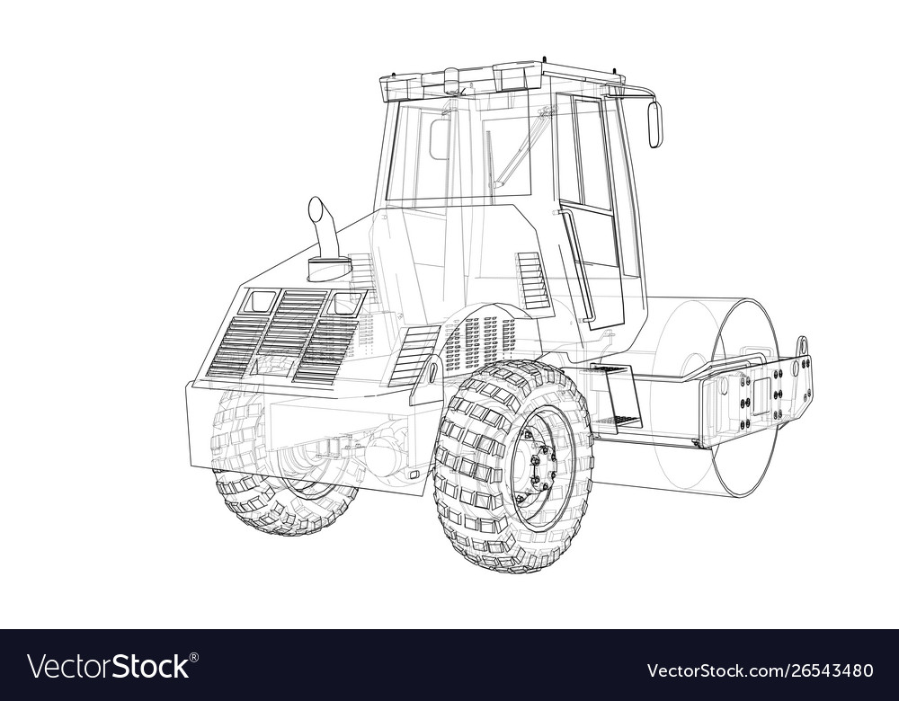 Construction machine asphalt compactor Royalty Free Vector